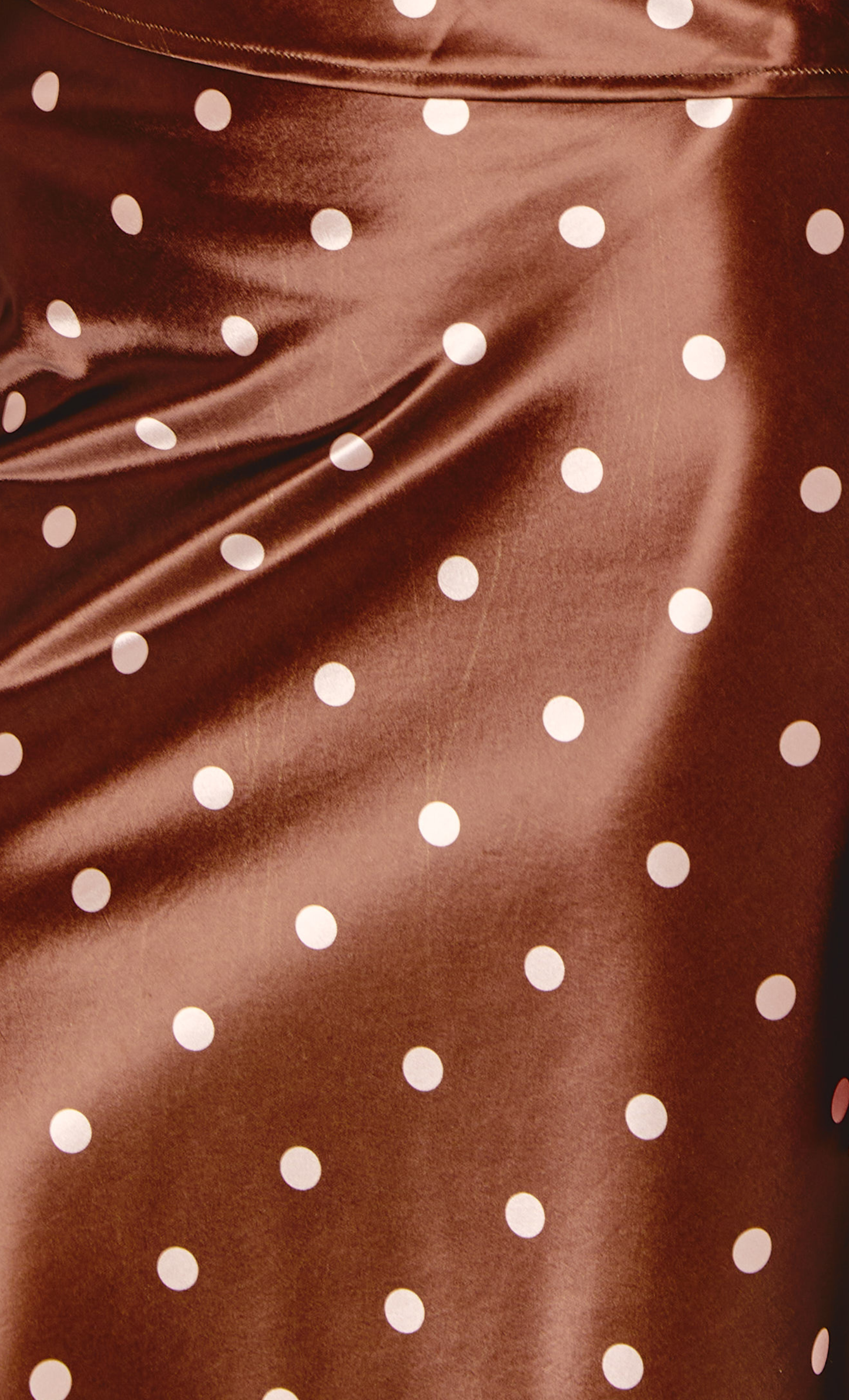 Chocolate & Pink Polka Dot Bias Maxi Skirt – Rare London