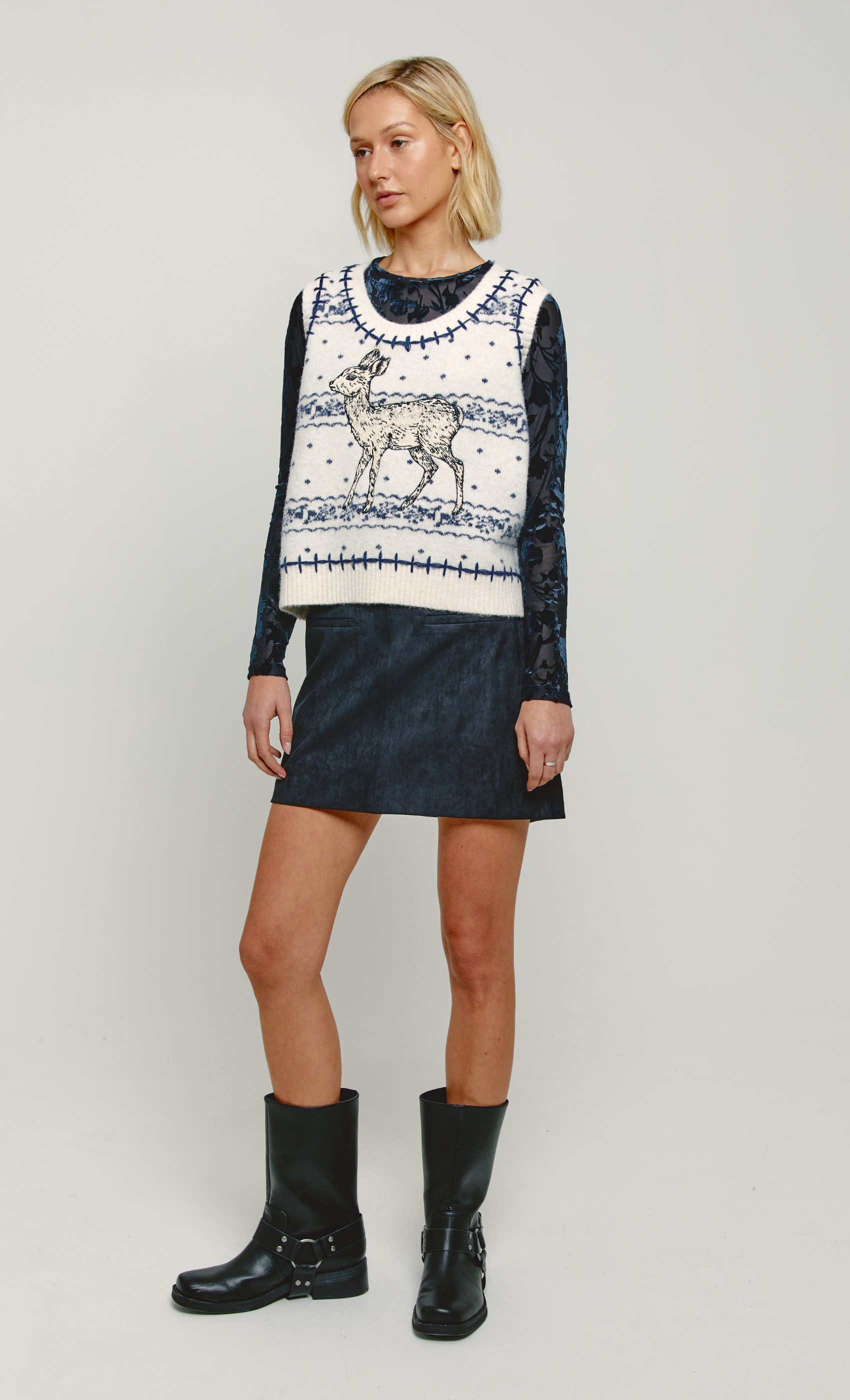 Cream Doe Fair Isle Knitted Vest Top – Rare London